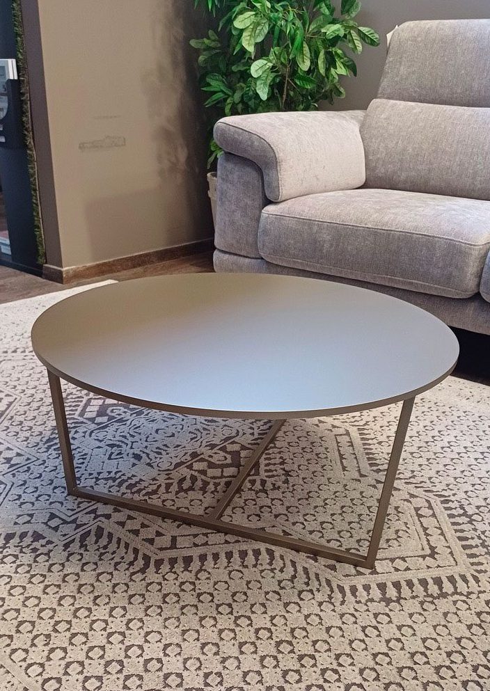 Round Bronze Metal Coffee Table with Lacquered Top - Maronese